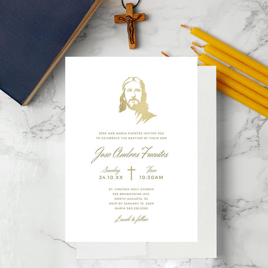 Jesus Christ Printable Invitations, Catholic Baptism Digital Download ...
