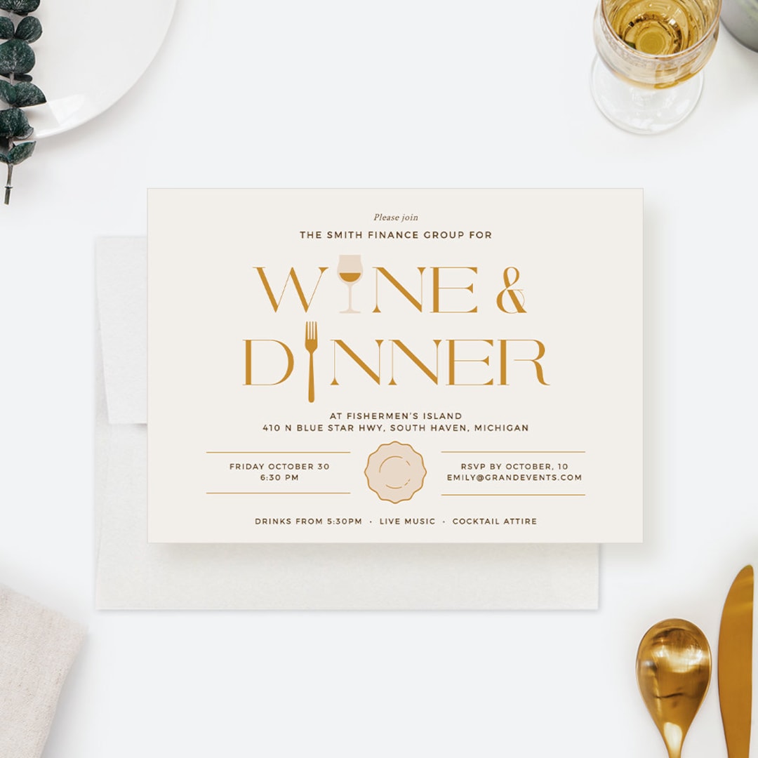 Wine and Dinner Invitation Template, Company Dinner Invites, Family ...