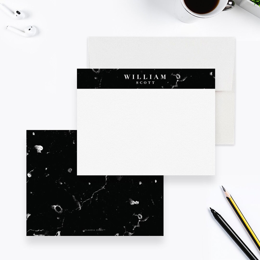 Personalized Stationery Cards Set, Men's Personalized Note Card ...
