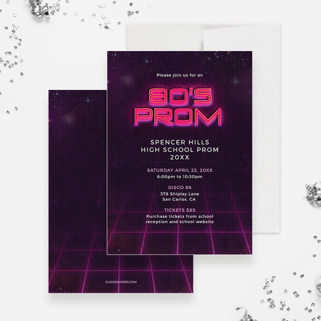 80s Prom Invitation Editable Template Retro 1980s Party - Etsy