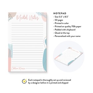 Mental Notes Personalized Notepad, Self Care Planner for Moms Women ...