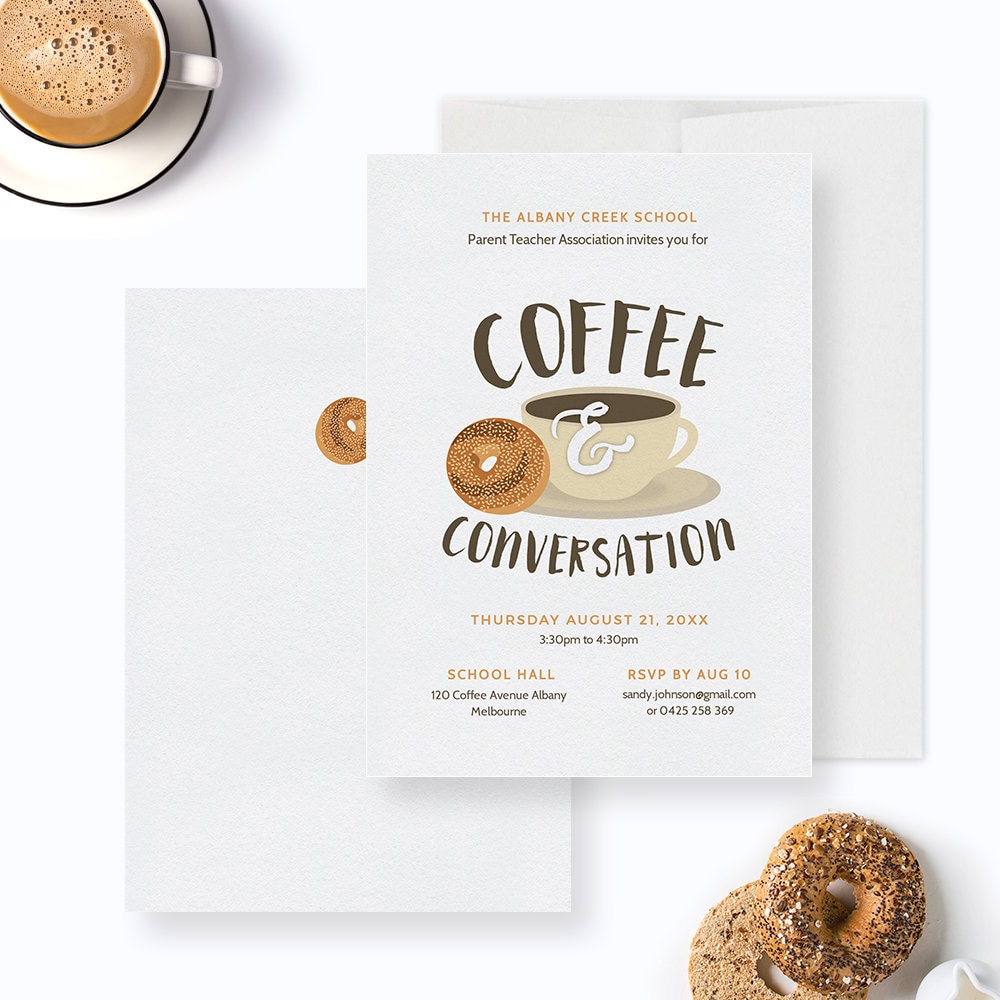 Coffee and Conversation Party Invitation Edit Yourself | Etsy