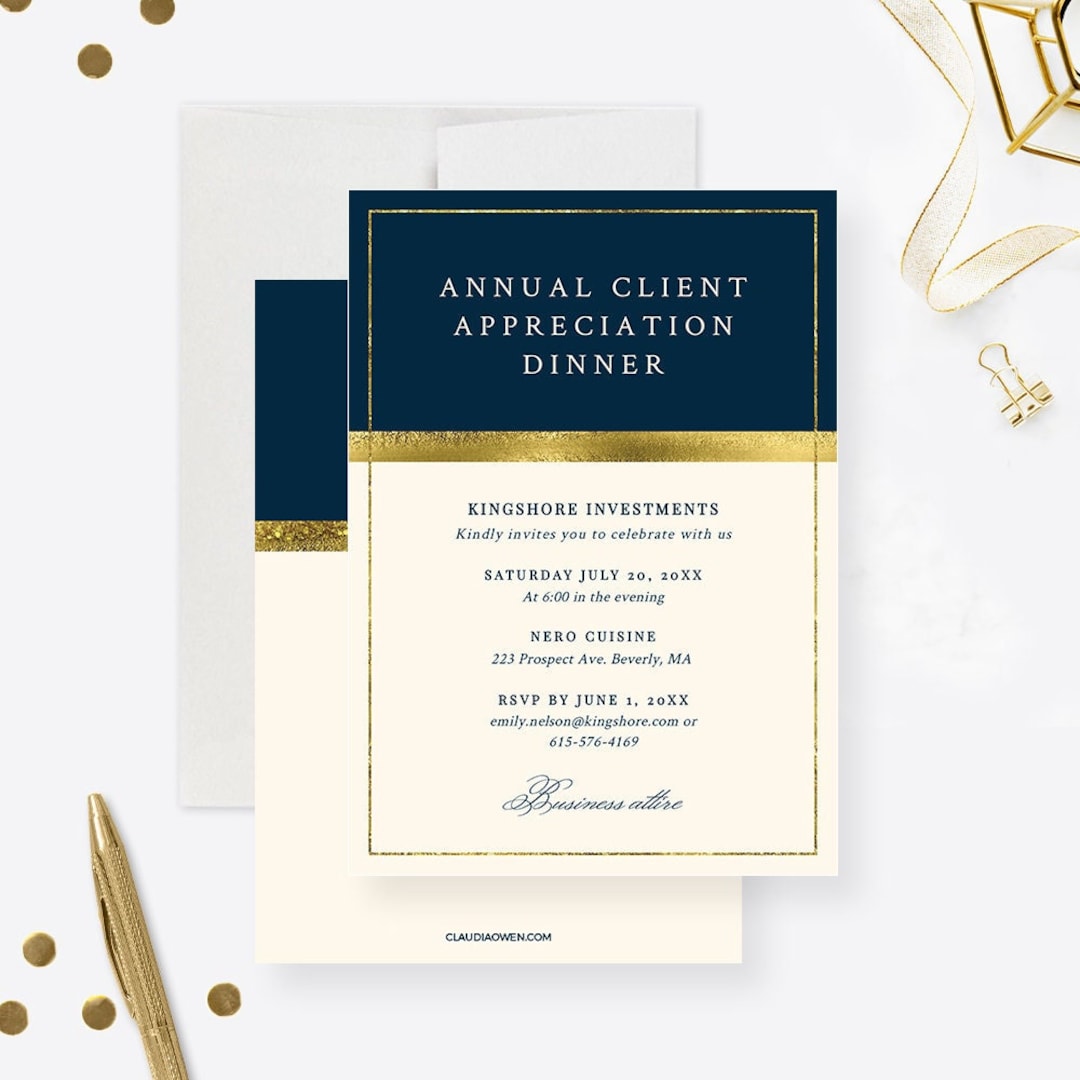 Corporate Dinner Party Invitation, Professional Event Invite, Elegant ...