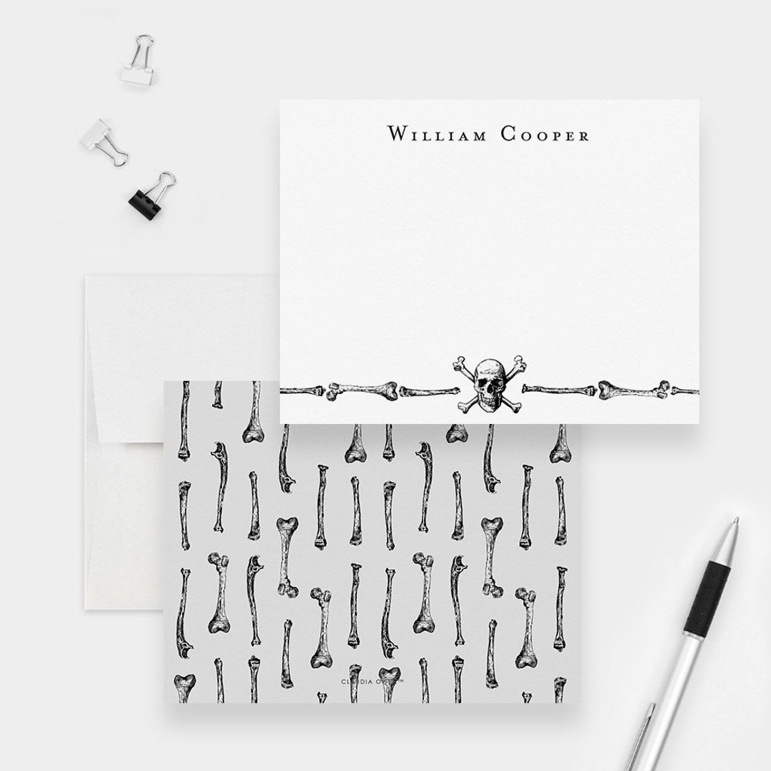 Spooky Stationery Card Spooky Gothic Gifts, Halloween Stationery Bone ...