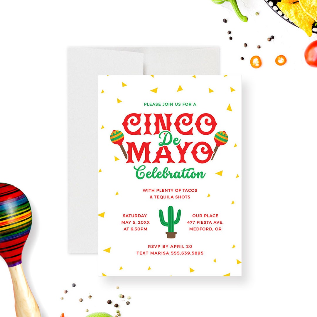 Cinco De Mayo Invitation Template, Mexican Fiesta Invitation Instant ...