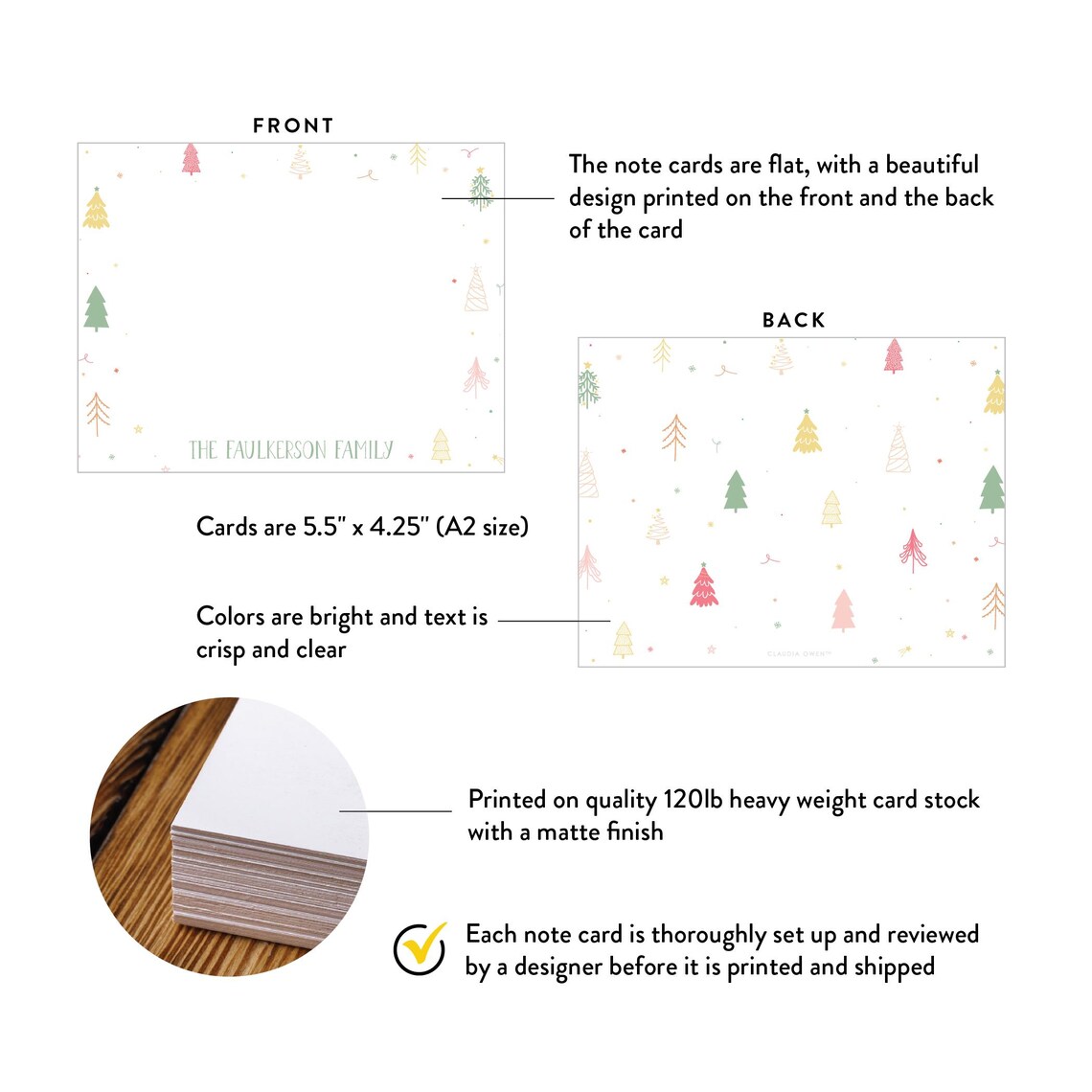 Rustic Christmas Greeting Cards, Christmas Tree Note Cards ...