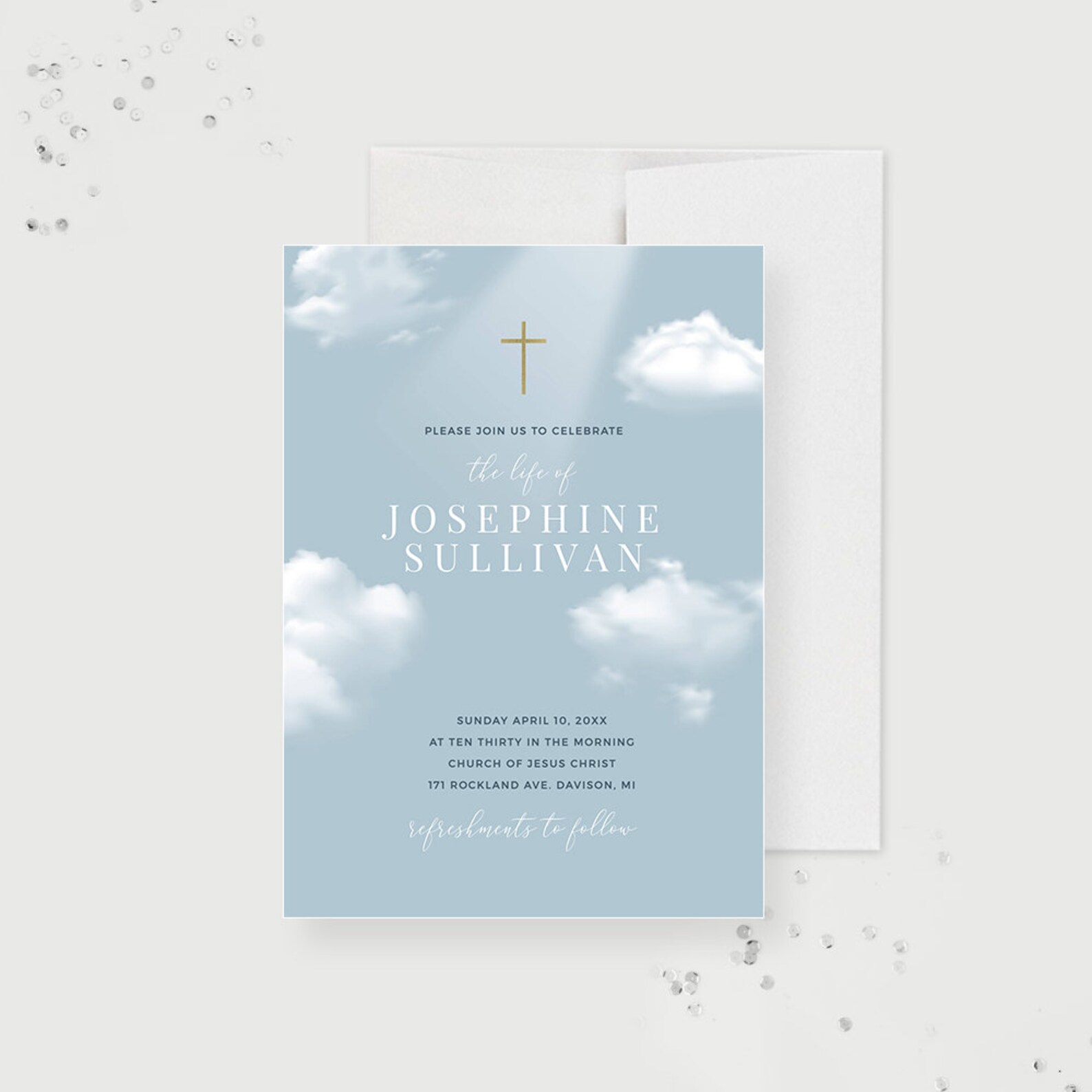 Angel in Heaven Celebration of Life Invitation Digital File, Order of ...