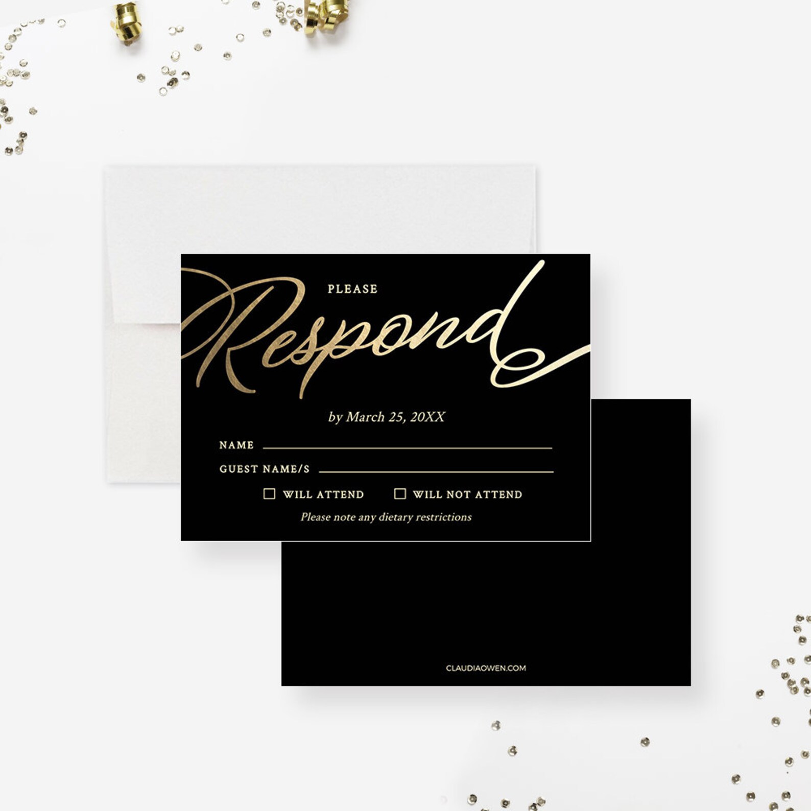 30th Birthday Invitation Template With Matching RSVP and Ticket, Black ...