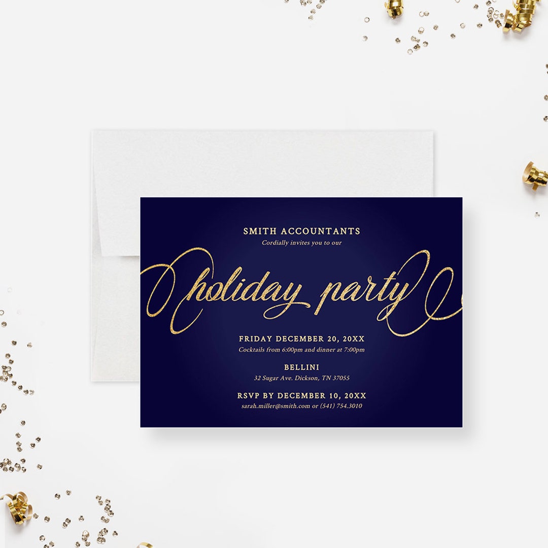 Company Holiday Party Invitation Editable Template, Corporate Holiday ...