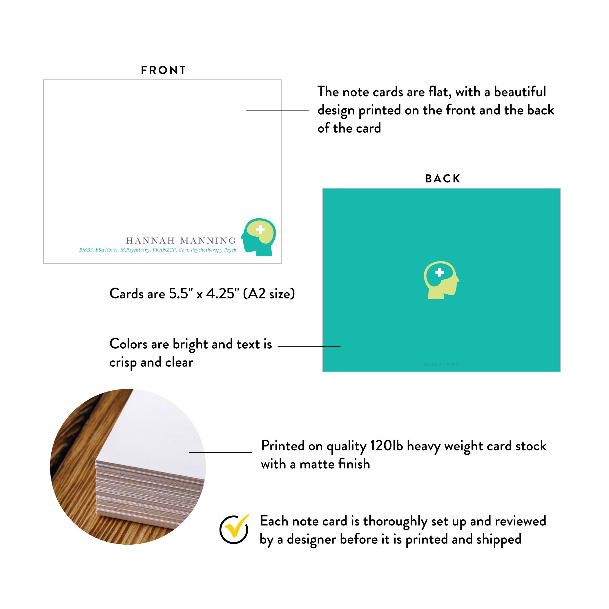 Psychology Note Card Set With Name Personalized Stationery for ...
