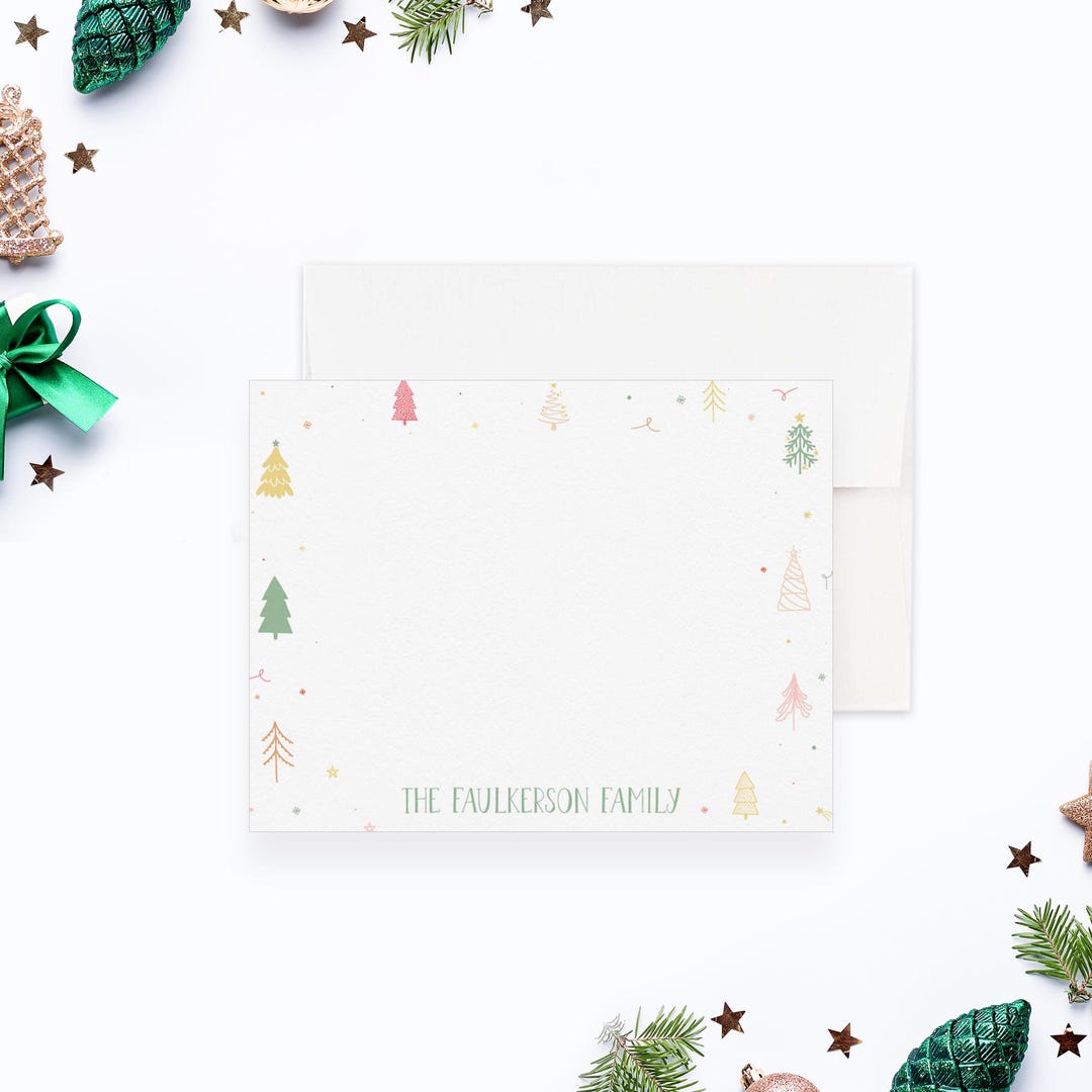 Rustic Christmas Greeting Cards, Christmas Tree Note Cards ...