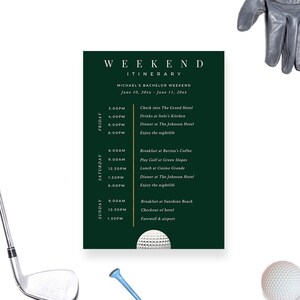 Golf Itinerary Printed Cards, Golf Mens Birthday Program Timeline, Golf ...