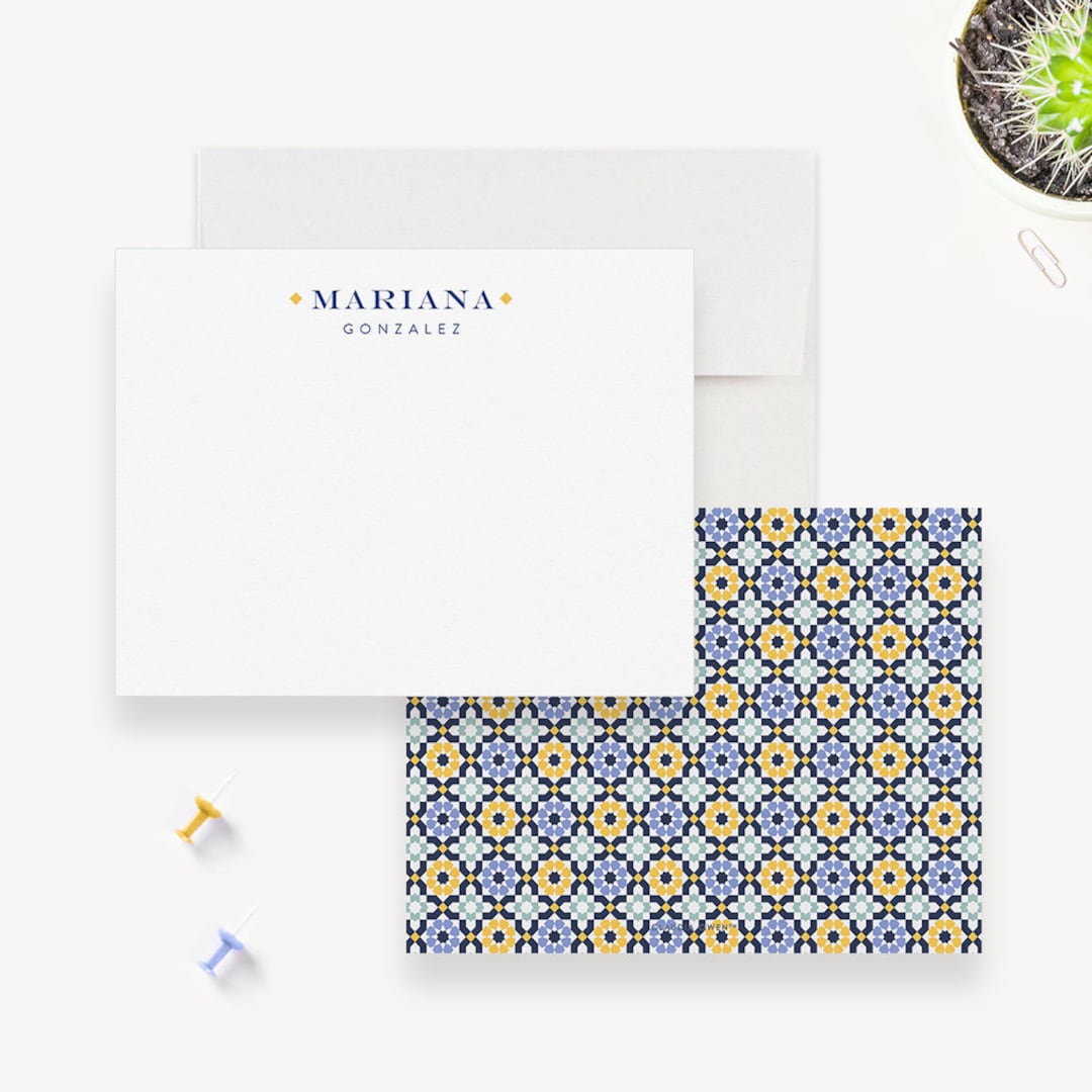 Personalized Womens Stationary, Custom Modern Note Cards Colorful ...