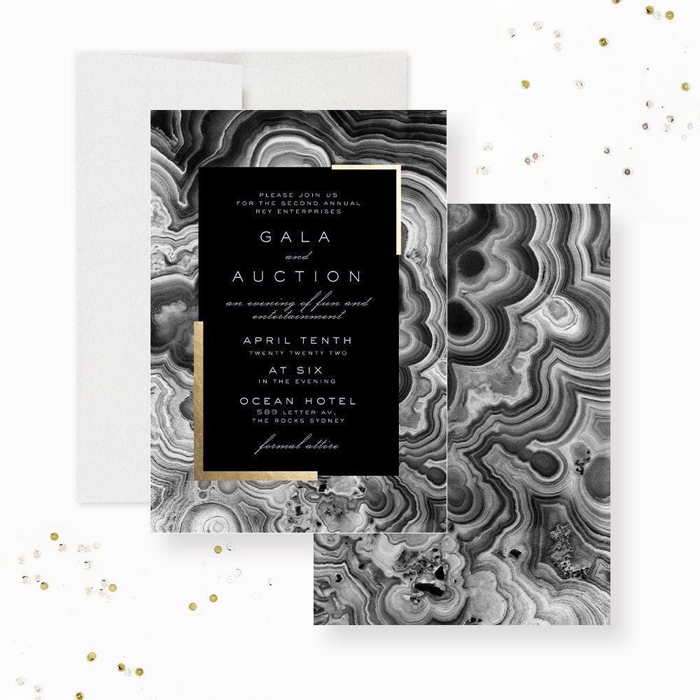 Gala and Auction Invitation Mineral Texture Business Invites - Etsy