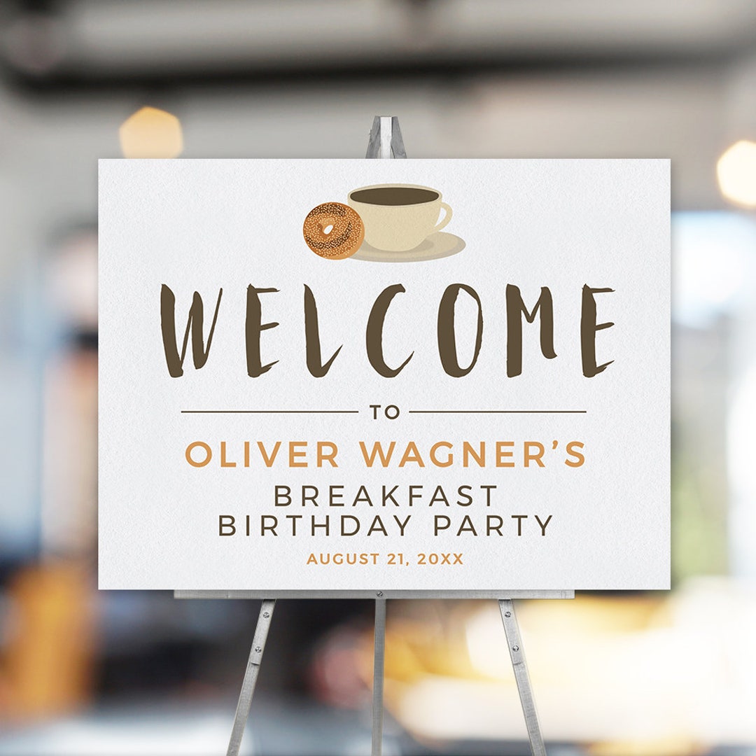 Birthday Breakfast Welcome Sign Template, 24 X 18 Inches Digital ...