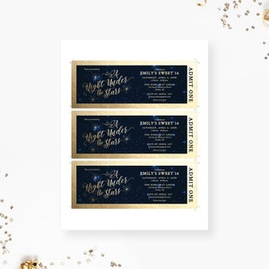 A Night Under the Stars Ticket Digital Download, Elegant Sweet 16 ...