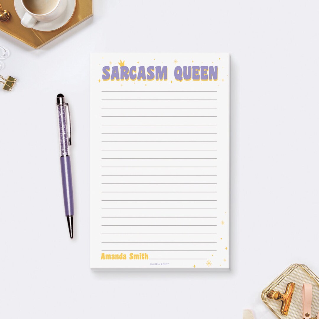 Sarcasm Queen Notepad, Personalized Office Planner Pad, Sarcastic Gifts ...