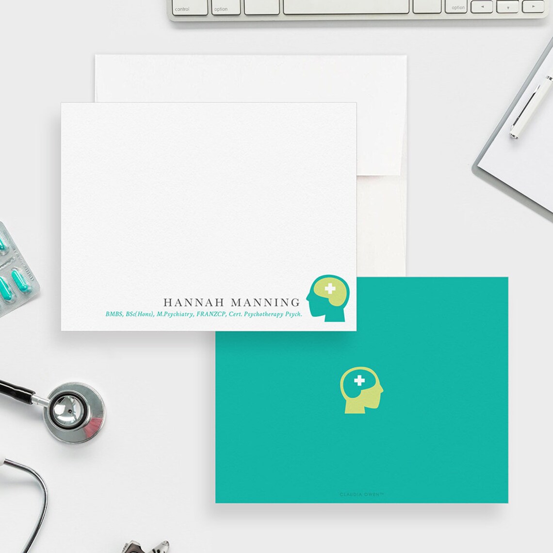 Psychology Note Card Set With Name Personalized Stationery for ...