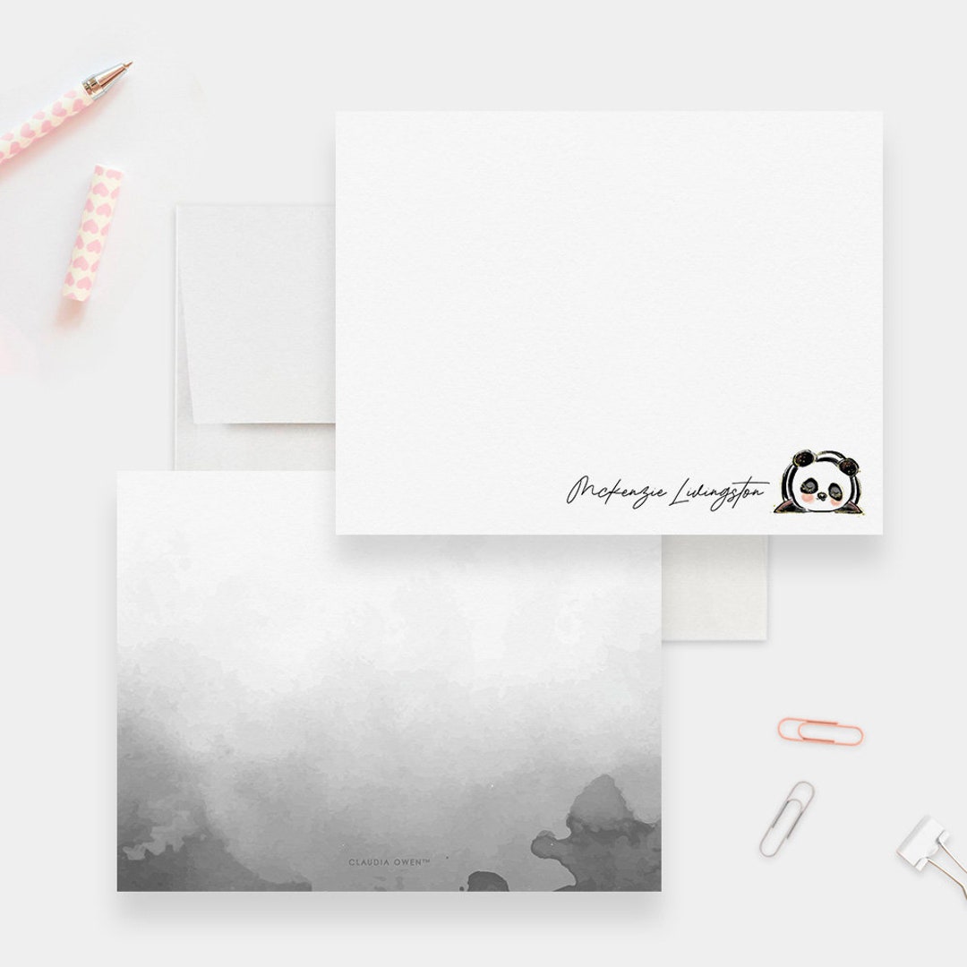 Panda Bear Note Card Panda Gift Cute Stationery Set, Kid's Personalized ...