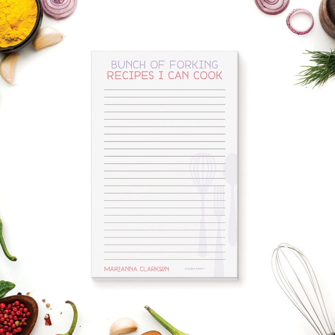 Bunch of Forking Recipes I Can Cook Notepad, Food Recipe Notepad, Funny ...