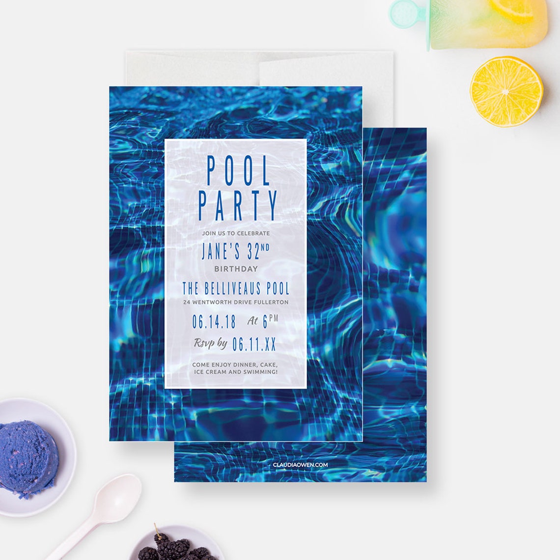 Pool Party Invitation for Adults Editable Template Summer - Etsy