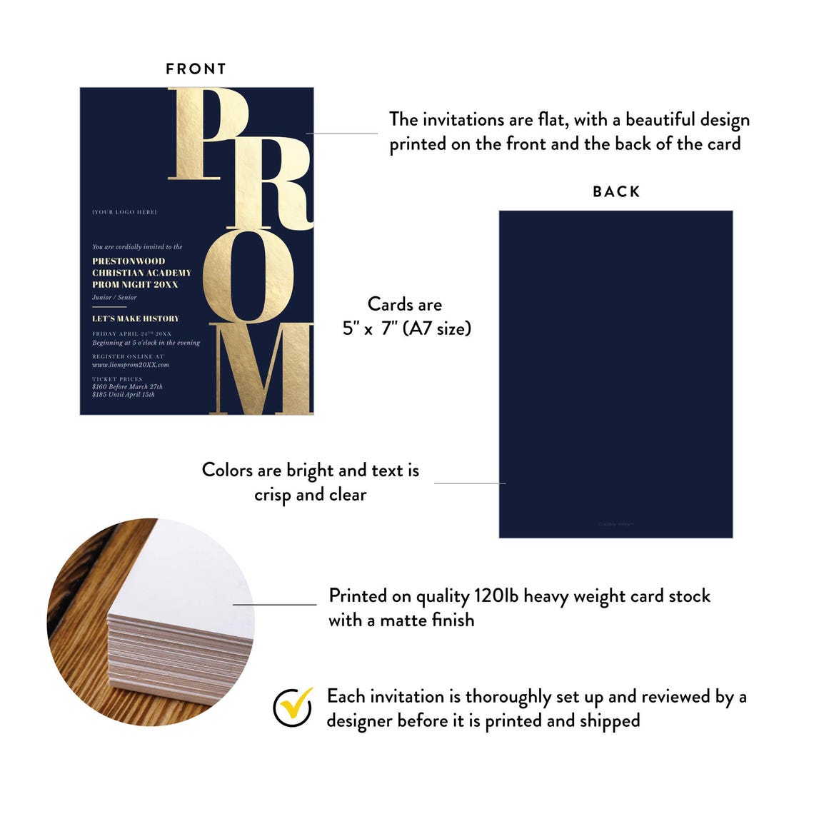 Elegant Prom Night Invitation Card, Junior Senior Prom Invites With ...