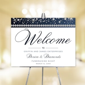 Denim and Diamonds Welcome Sign Digital Download, Printable Sign 18 X ...