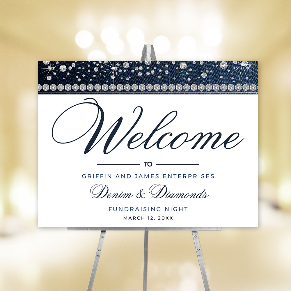 Denim and Diamonds Welcome Sign Digital Download Printable - Etsy