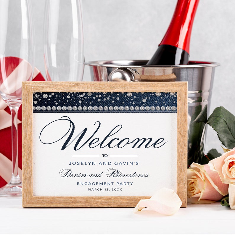 Denim and Diamonds Welcome Sign Digital Download Printable - Etsy