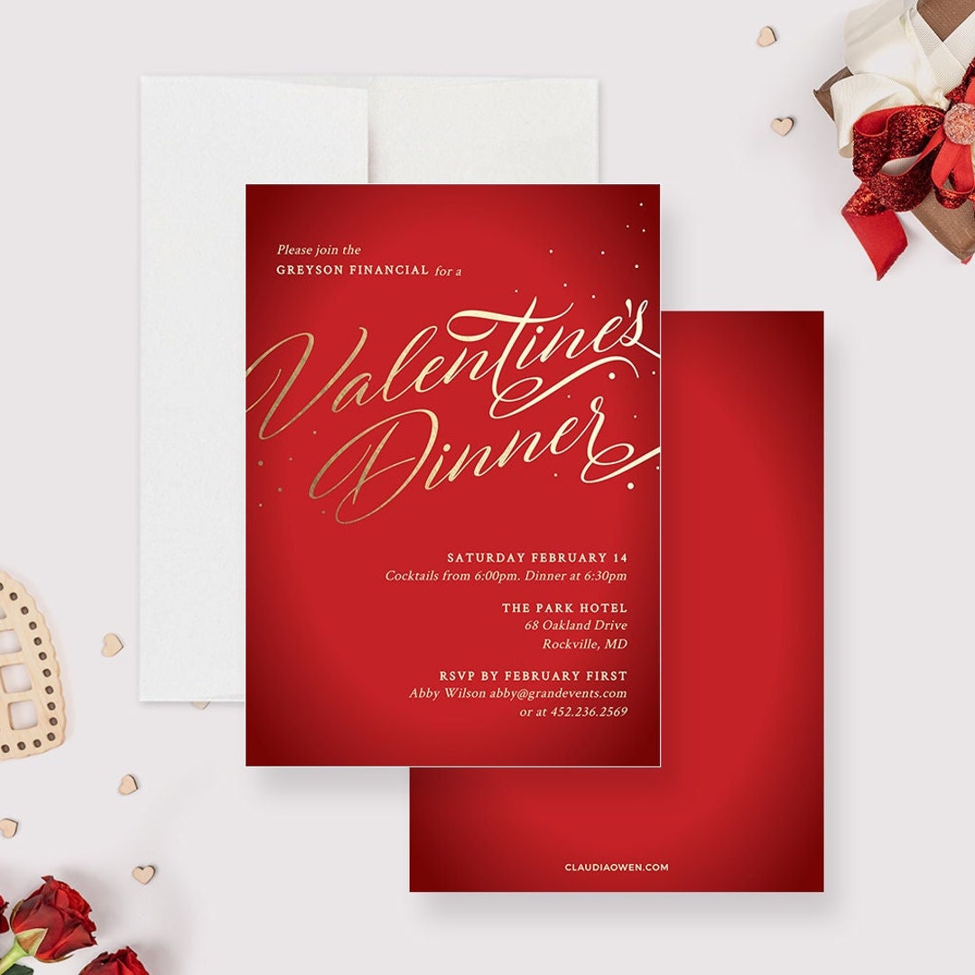Valentines Dinner Party Invitation Template Romantic - Etsy