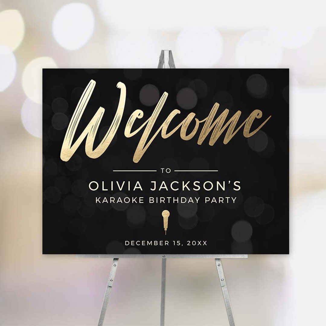 Karaoke Birthday Party Welcome Sign, Printable Sign 24 X 18 Inches ...