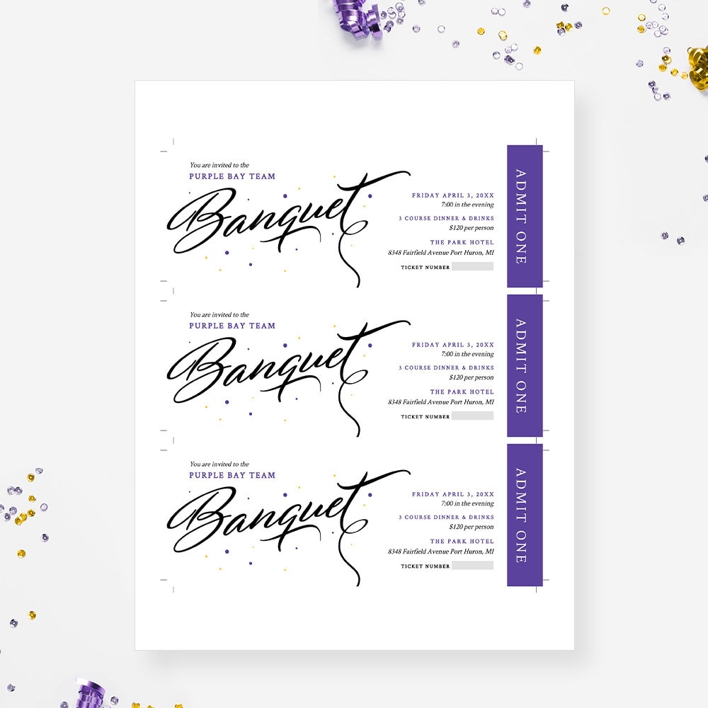 Banquet Invitation Editable Template With Matching Ticket - Etsy