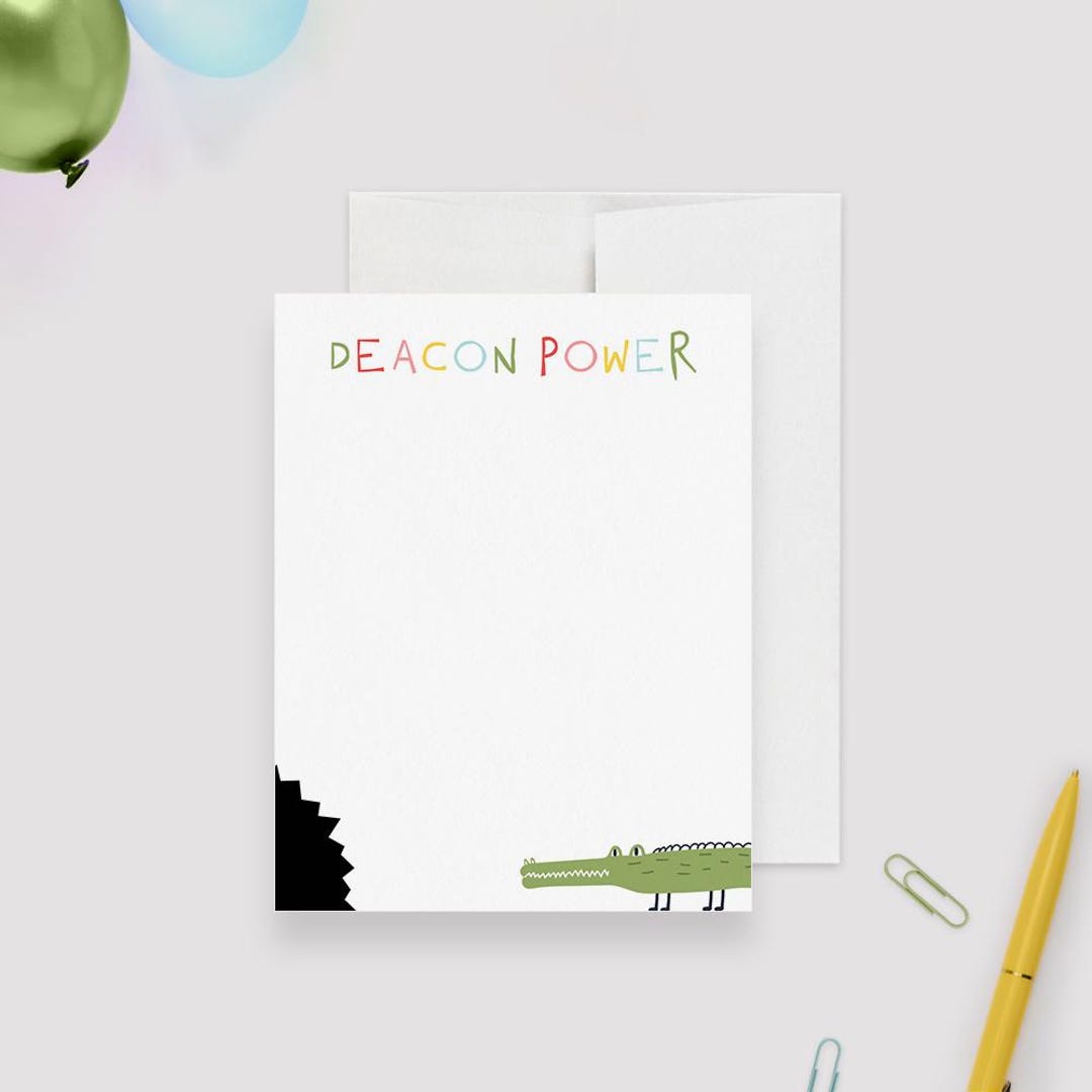 Crocodile Note Card Alligator Stationery Set Kid's Personalized ...