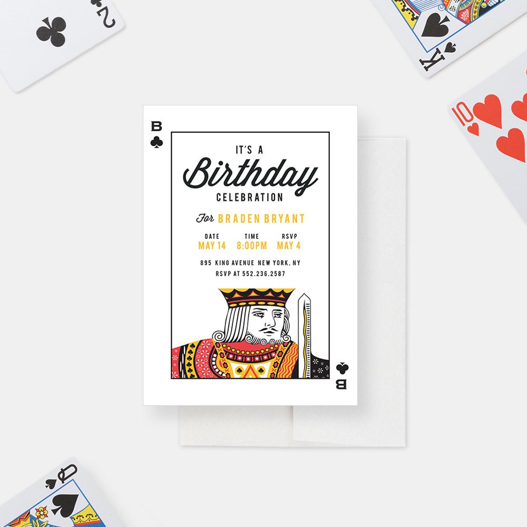 Casino Birthday Card With King of Clubs Design, Poker Night Party for ...
