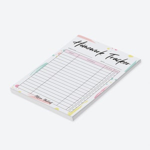 Homework School Tracker Notepad, Assignment Tracker Pad Student Notepad ...
