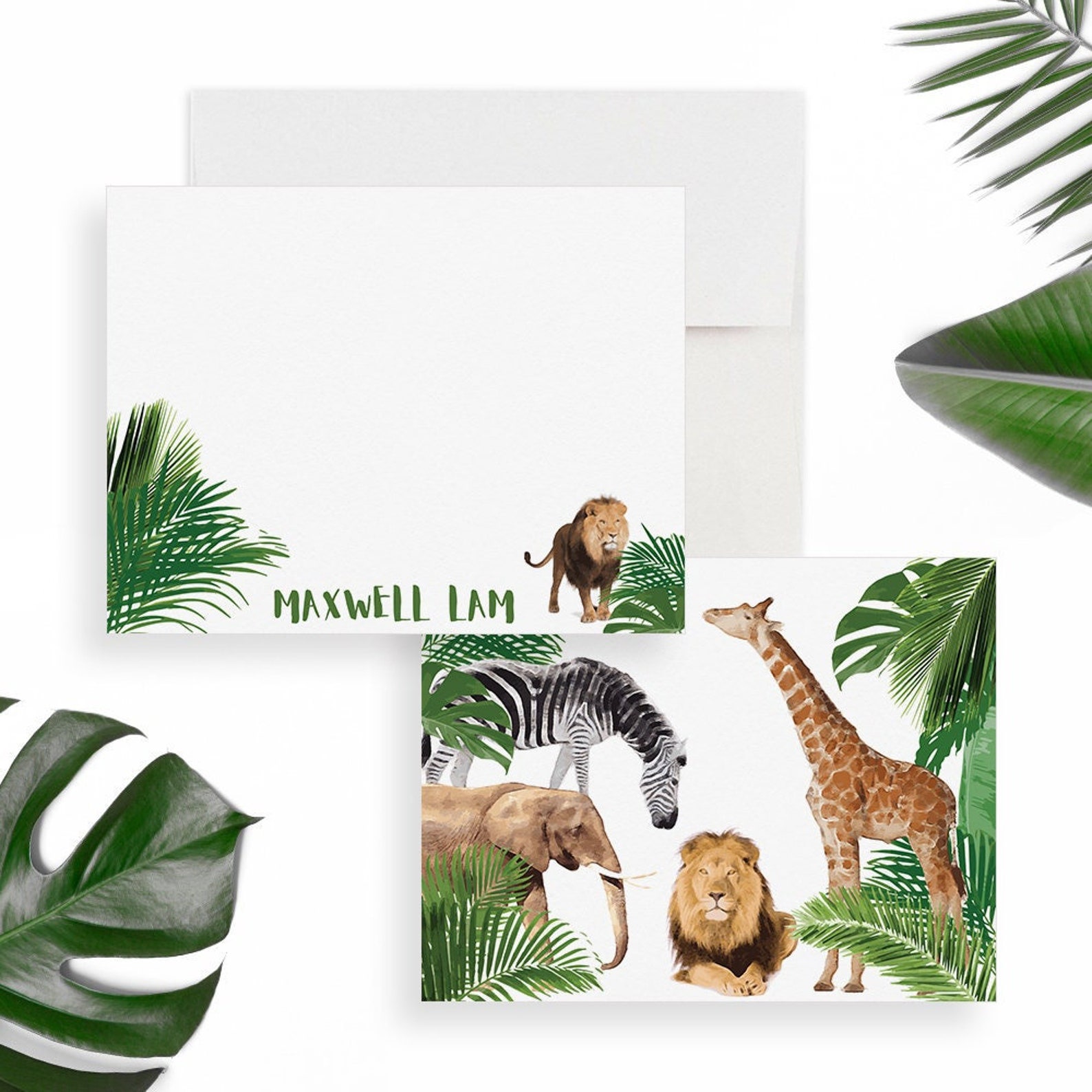 Safari Birthday Thank You Cards Jungle Stationary Cards for - Etsy