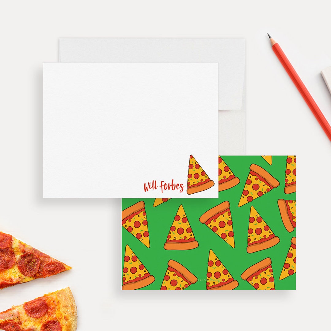 Personalized Kids Pizza Party Thank You Cards, Pizza Lover Gifts, Fun ...