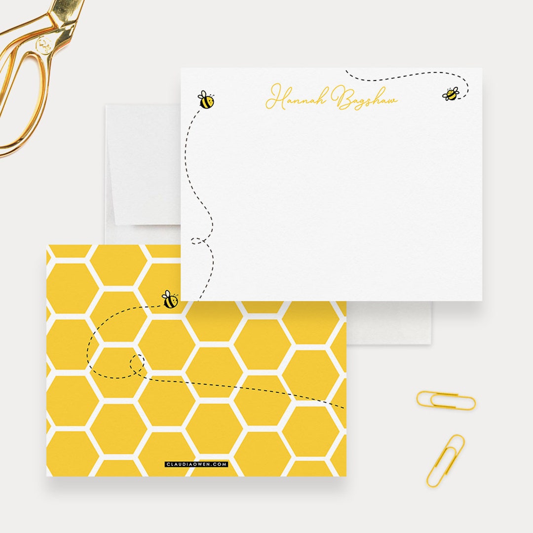 Bee Stationery Set Bumble Bee Hive Note Card Cute - Etsy
