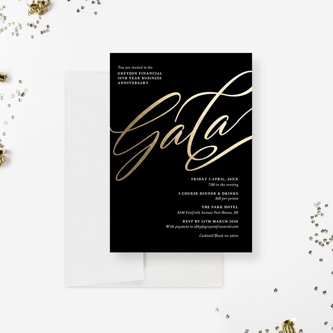 Gala Invitation Template, Formal Digital Download, Corporate Event ...