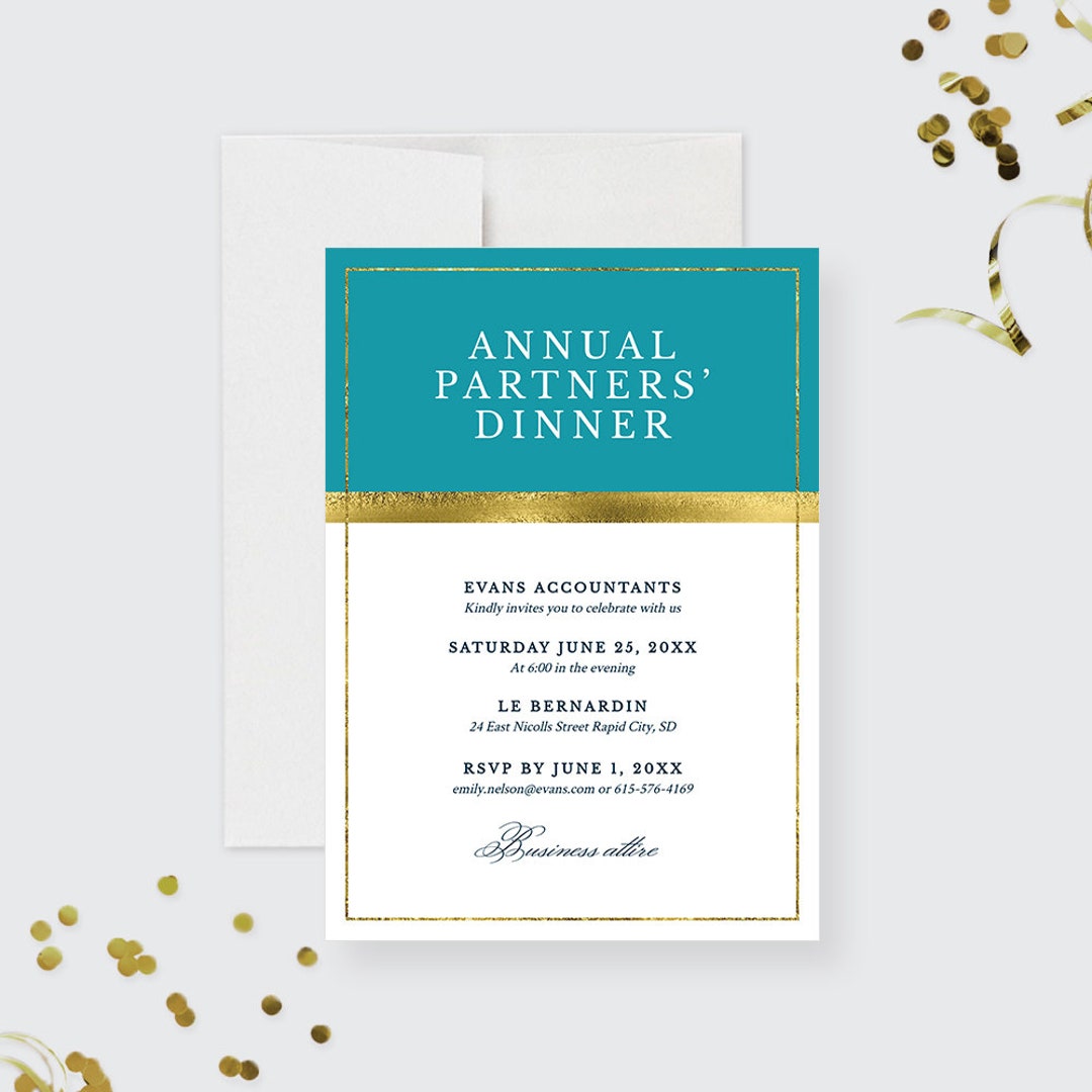 Annual Appreciation Dinner Party Invitation Editable Template, Formal ...