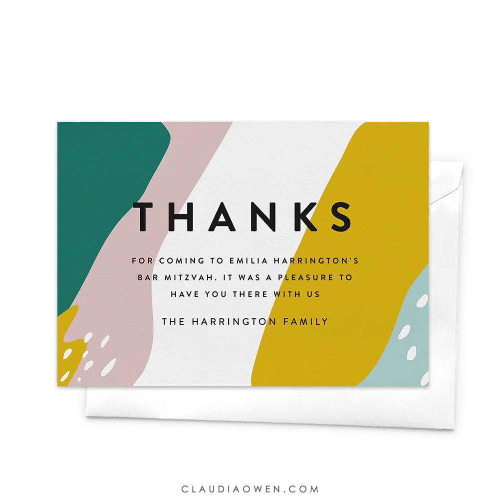 Colorful Thank You Note With Fun Pattern Modern Abstract | Etsy