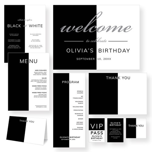 Modern White and Black Welcome Sign Printable Party Sign - Etsy