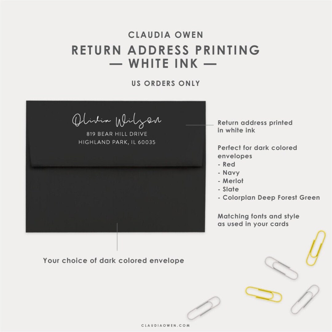 Return Address Printed on the Flap of Your Envelopes in White Ink ...