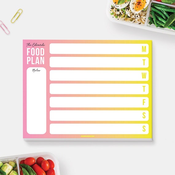 Paper Family Weekly Meal Plan Personalized Notepad Meal Planner with ...