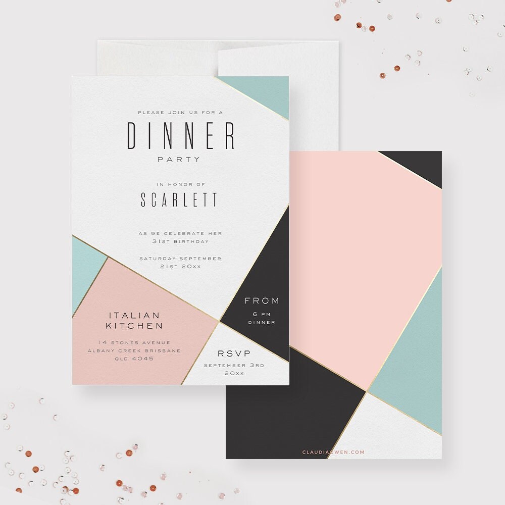 Dinner Party Printed Invitation Modern Corporate Business - Etsy