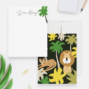 Jungle Note Cards Personalized Stationery Set With Name Custom Safari ...