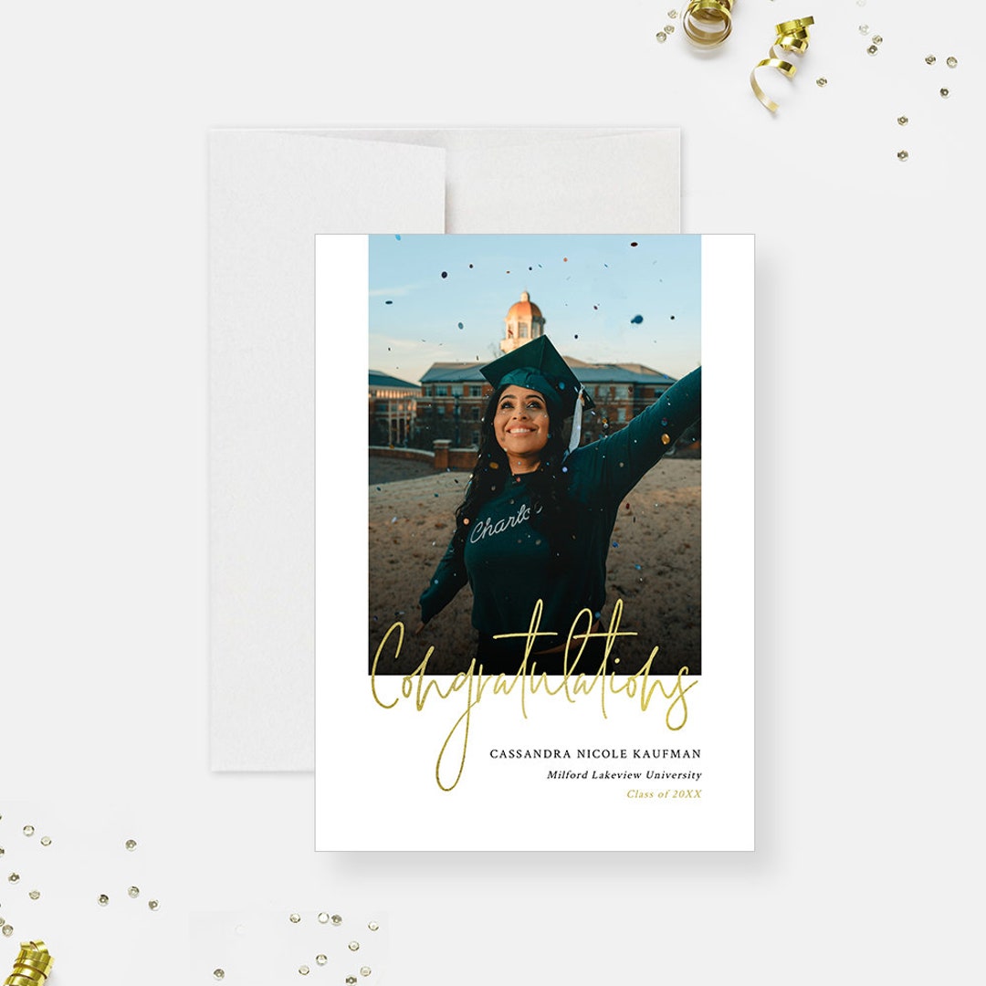 Congratulations Card Template With Photo, High School Grad Digital ...