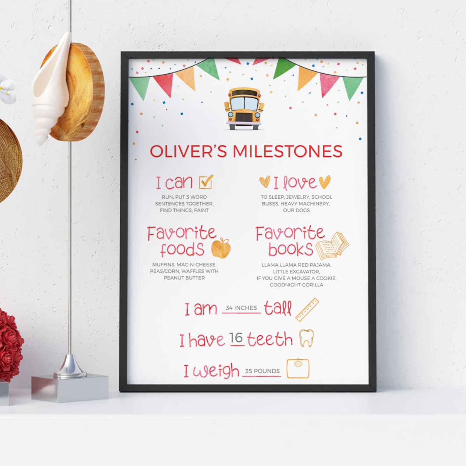 Baby Milestone Poster Template Custom School Bus Party Sign - Etsy