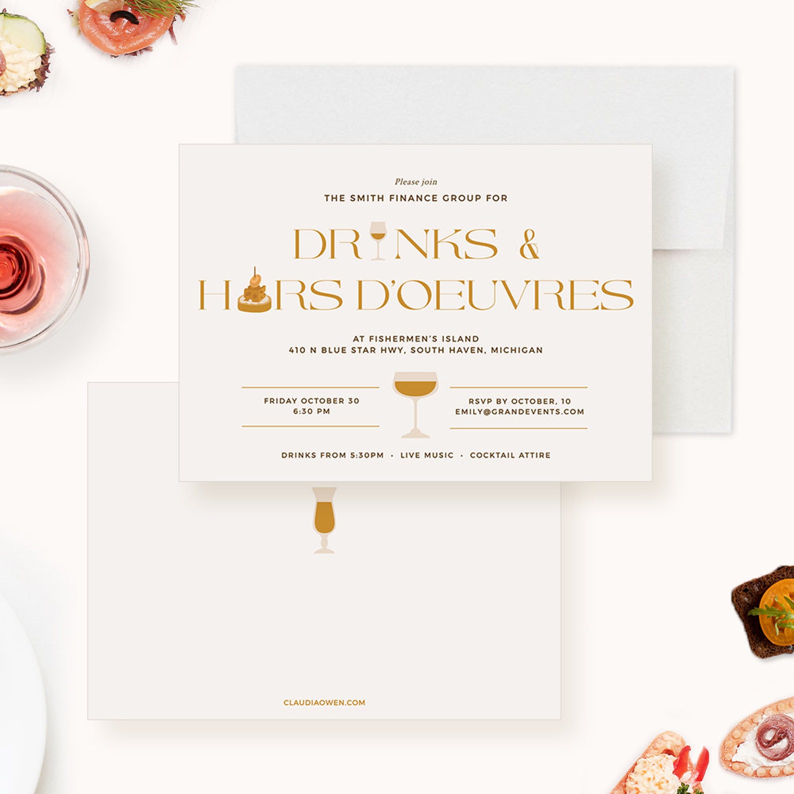 Drinks and Hors D'oeuvres Business Party Invitation Template, Adult ...