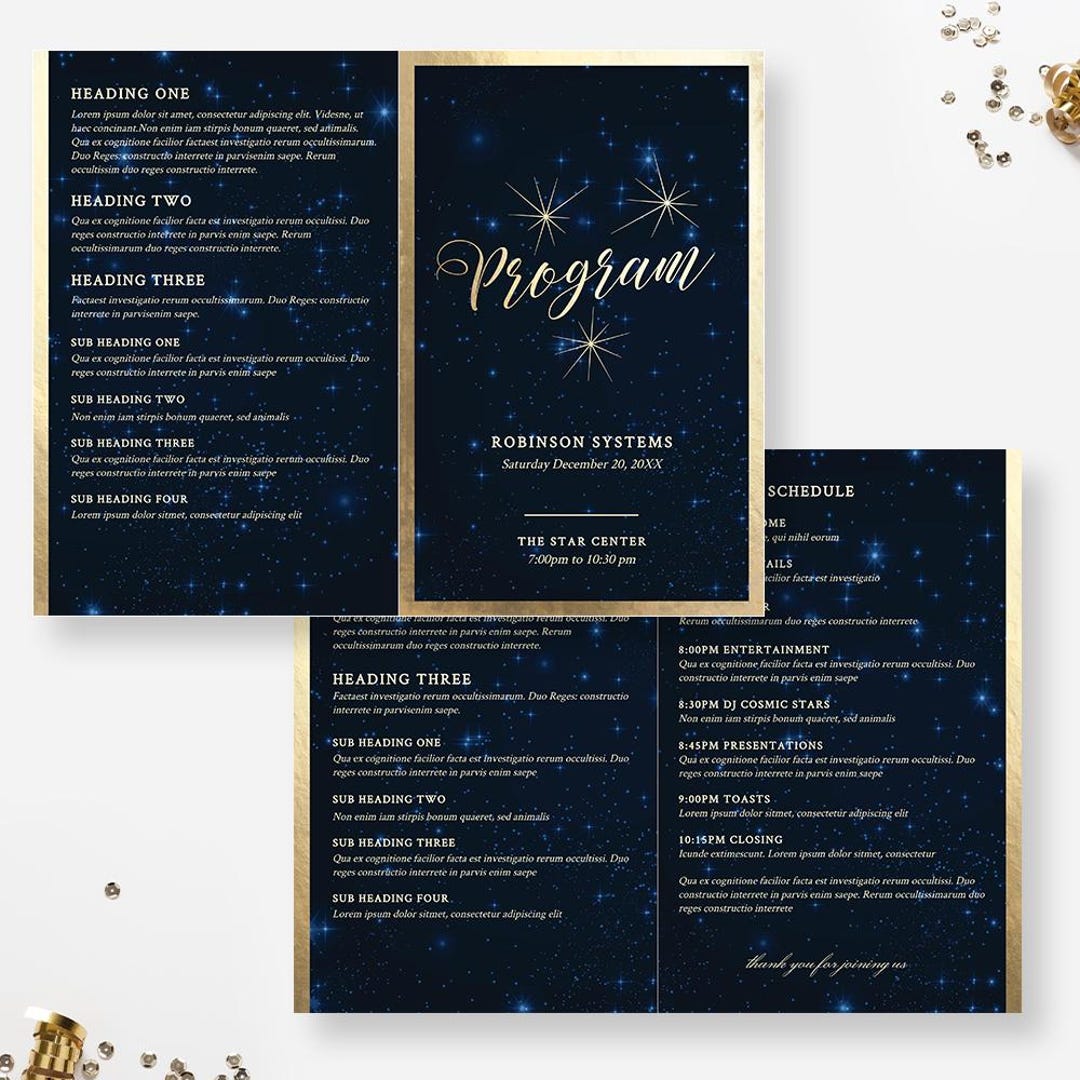 Gala Program Template With Starry Night Sky, Retirement Program Flyer ...